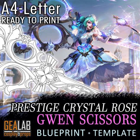 Prestige Crystal Rose Gwen Scissors Blueprint Template For Cosplay