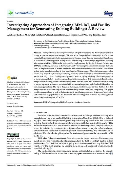pdf investigating approaches of integrating bim iot and facility