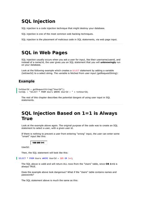 Sql Injection Sql Injection Sql Injection Is A Code Injection