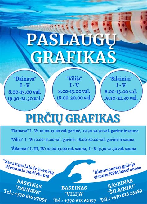 Paslaugų Grafikas Kauno Plaukimo Mokykla