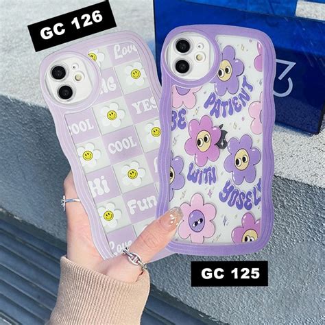 Jual SOFTCASE WAVY WAVE SILIKON SOFT CASE CASING MODEL GELOMBANG CLEAR MOTIF SMILE FLOWER REALME