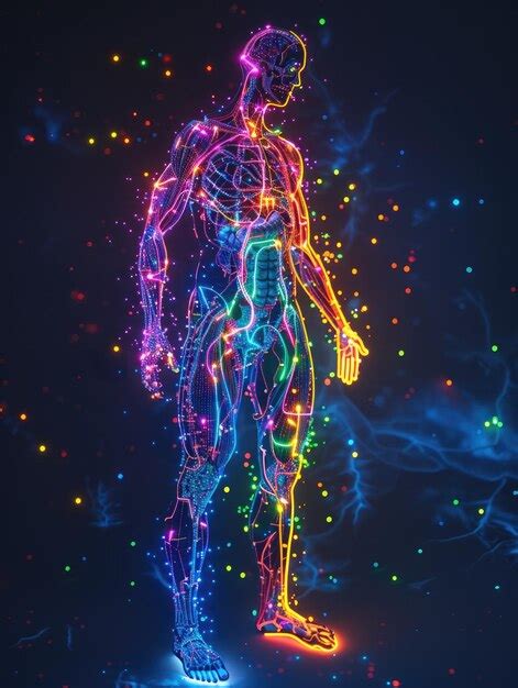 Neon Human Anatomy A 3d Render Of The Human Body Premium Ai Generated
