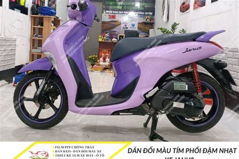 Dán đổi màu xám xi măng ánh hồng xe Janus Nguyễn Decal Chuyên Dán