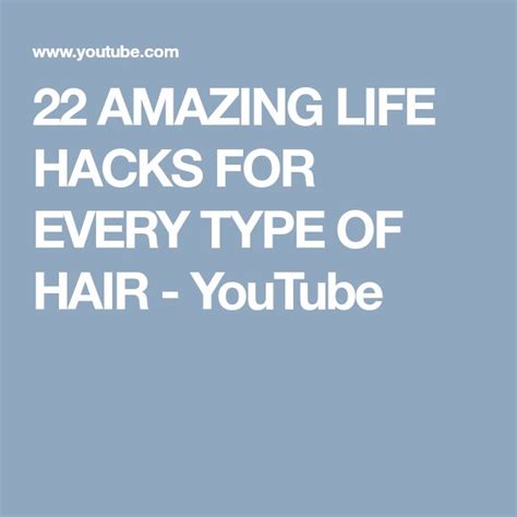 Amazing Life Hacks For Every Type Of Hair Youtube Amazing Life