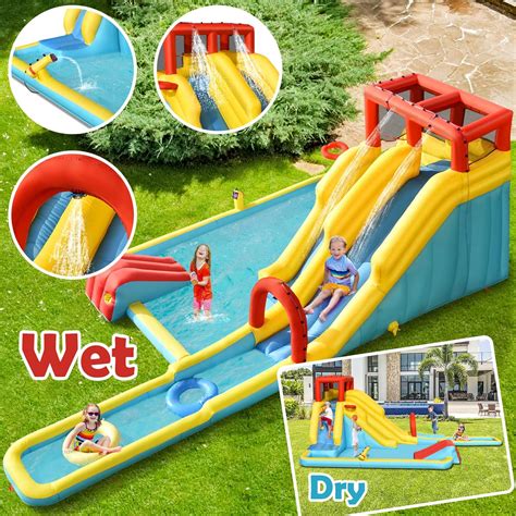 HONEY JOY Tobogán acuático inflable casa de rebote gigante de doble