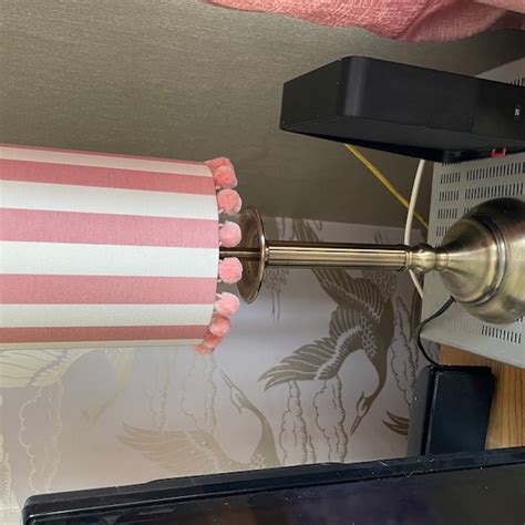 Dusty Pink Lampshade Stripe Lamp Shade Blush Light Pink Romantic Boho