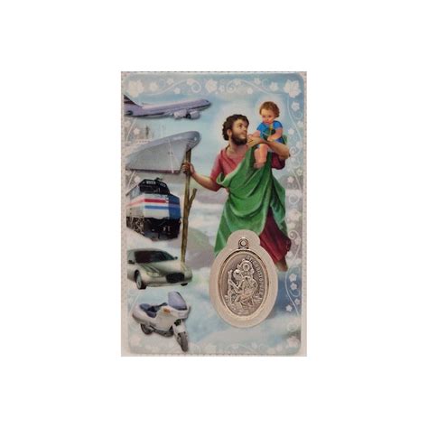 Estampa de San Cristobal con medalla y oración Estampería San José