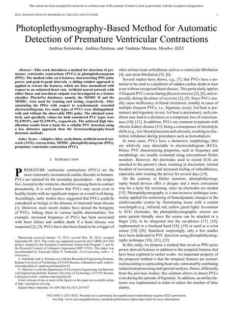 Pdf Photoplethysmography Based Method For Automatic Detection Of