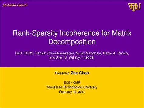 Ppt Rank Sparsity Incoherence For Matrix Decomposition Powerpoint