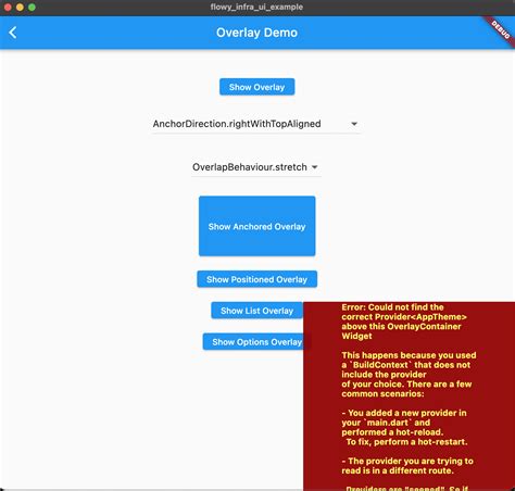 Bug Overlay Demo Example App Has ProviderNotFoundException Error Issue AppFlowy IO