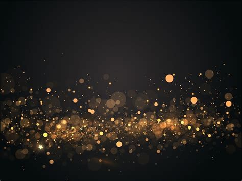 Premium Vector Abstract Golden Bokeh Lights Effect Black Background