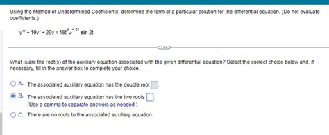 Solved Using The Method Of Undetermined Coefficients