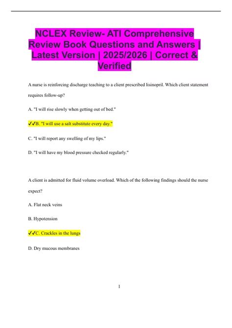 Nclex Review Ati Comprehensive Review Book Questions And Answers Latest Version 2025 2026