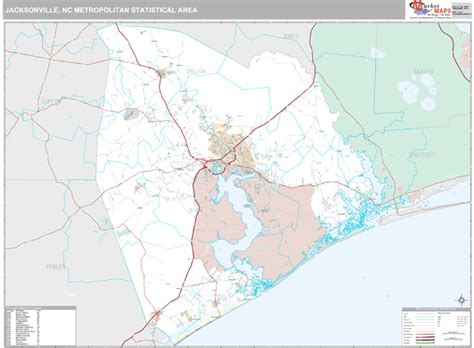 Jacksonville Nc Metro Area Wall Map Premium Style By Marketmaps