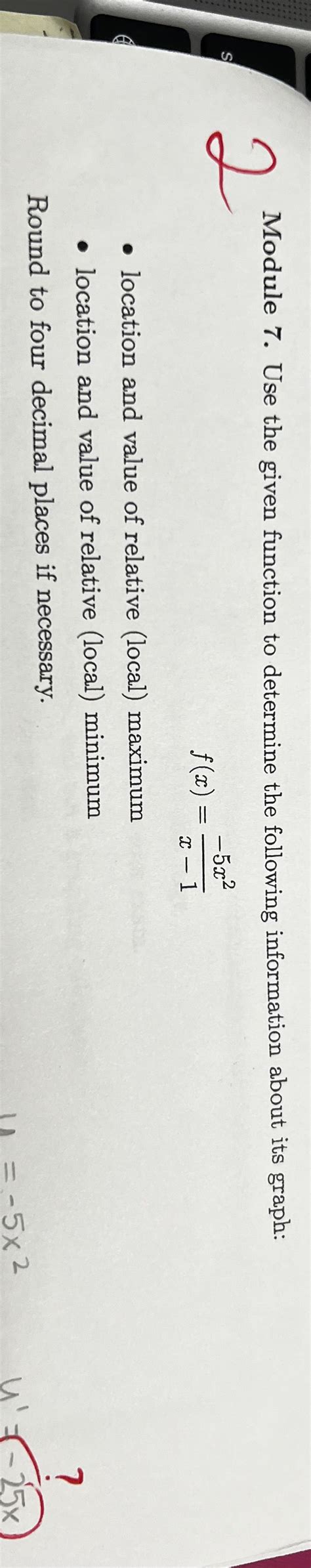 Solved Module 7 ﻿use The Given Function To Determine The