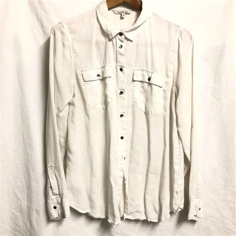 Calvin Klein White Button Down 100 Lyocell Womens … Gem