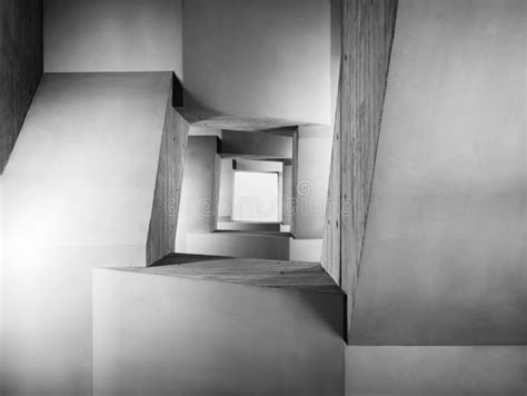 Cement Concrete Wall Building Stair Perspective Shade Shadow