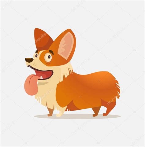 행복 미소 웨일즈 어 Corgi 강아지 캐릭터 마스코트입니다 벡터 평면 만화 일러스트 레이 션 — 스톡 벡터