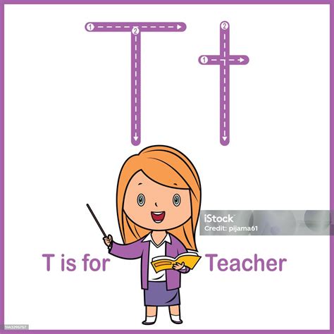 Flashcard Letter T Is For Teacher Vector Illustration Stock