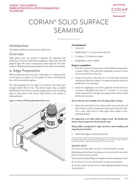 K 25292 Corian Solid Surface Seaming 102019 Pdf Countertop Seam