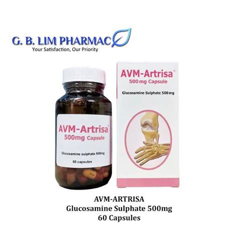 Exp 30 June 2027 Avm Artrisa 500mg Glucosamine Sulphate 60 Capsules One Bottle Lazada