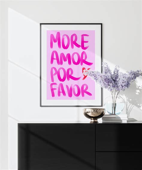 More Amor Por Favor Poster Pink Wall Decoration Maximalist Wall Art