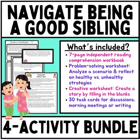 Being A Good Sibling Bundle 4 Sel Activities Worksheets Task Cards