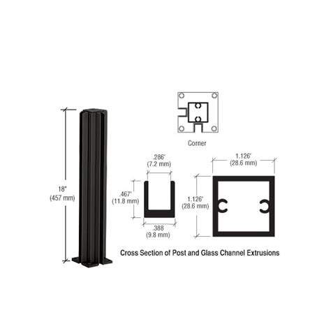 Cr Laurence Matte Black 18 In Corner Design Series Partition Post