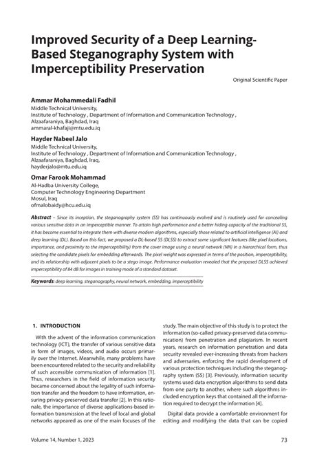 Pdf Improved Security Of A Deep Learning Based Steganography System