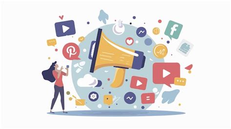 Social Media Marketing Mixed Media Vector Isolated Premium Ai