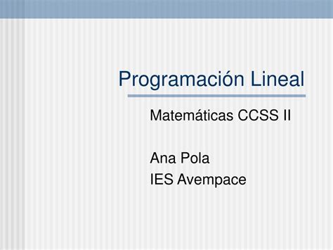 PPT Programaci ó n Lineal PowerPoint Presentation free download ID
