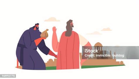 성경예수 인물은 돈에 대한 마귀의 유혹을 물리치고 자신의 목적과 사명에 충실했습니다 3 명에 대한 스톡 벡터 아트 및 기타