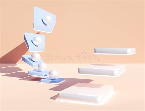 Three Array Podiums With Abstract Spherical Objects 3d Stand To Show