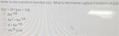 solved refer to the transform function £ s what is the