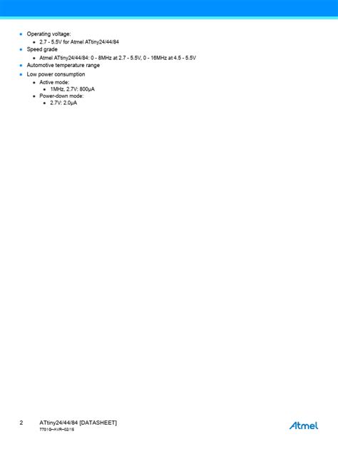 Attiny84 Datasheet 8 Bit Microcontroller Atmel