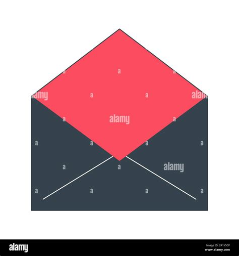 Black Open Envelope With Red Inside Flat Line Color Isolated Vector Object Stock Vector Image