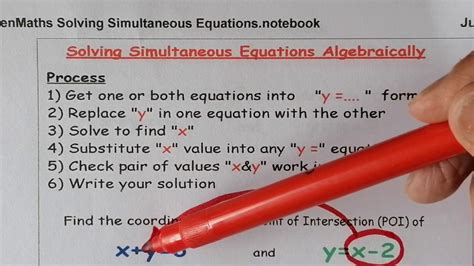 Solving Simultaneous Equations By Substitution 1of2 Youtube