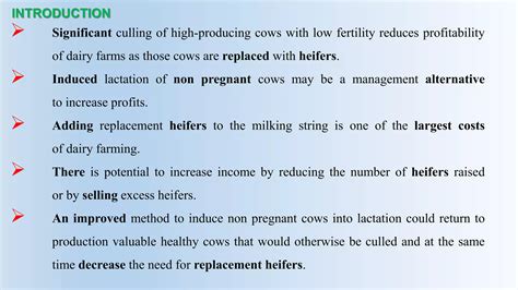 Induced Lactation In Non Pregnant Cows Profitability And Response To