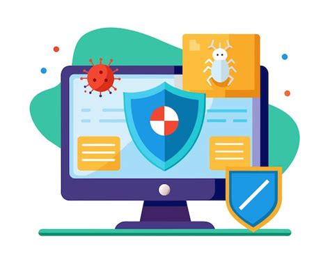 Premium Vector A Computer Screen With A Shield And A Shield With A