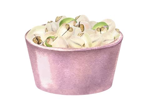 Lotus Seed Heap In Ceramic Pink Bowl White Peeled And Green Unpeeled