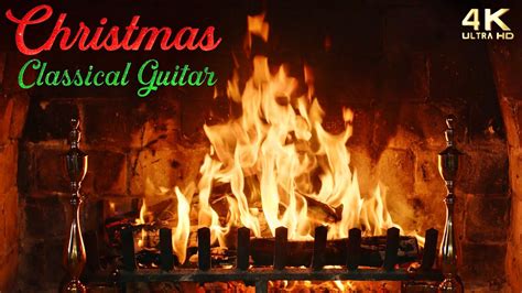 Christmas Fireplace W Relaxing Classical Guitar Christmas Music 🔥