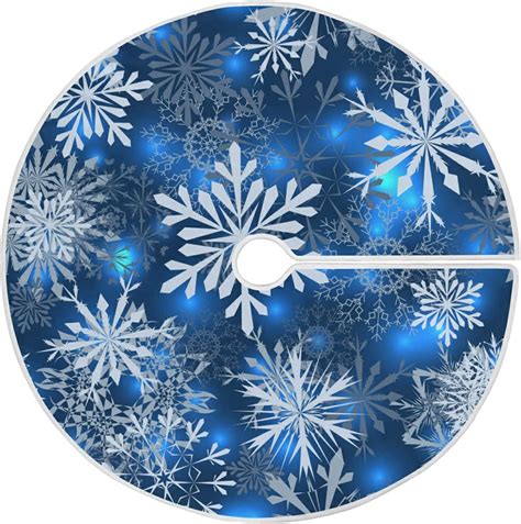 聖誕白色雪花藍色背景樹裙季節性樹墊 假日派對用品 裝飾品 室內戶外裝飾 適用於桌面樹 472 英吋約 1072
