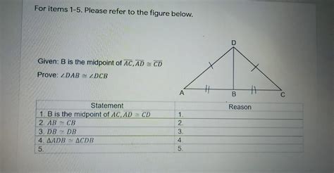 For Items 1 5 Please Refer To The Figure Below Given B Is The