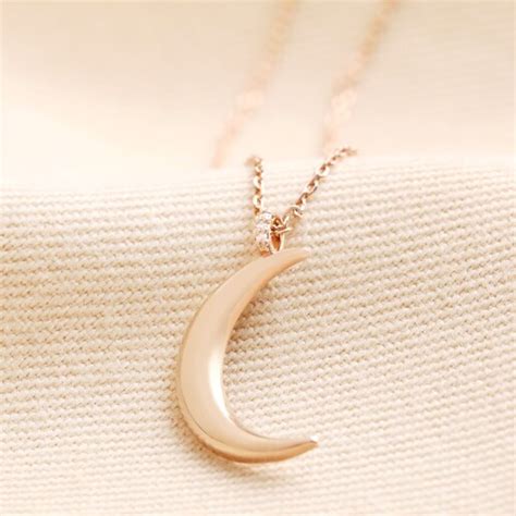 Crescent Moon Pendant Necklace In Rose Gold Lisa Angel