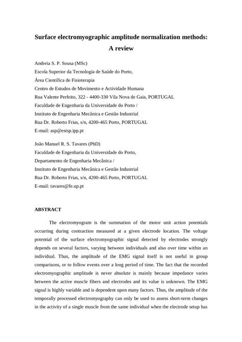pdf surface electromyographic amplitude normalization methods