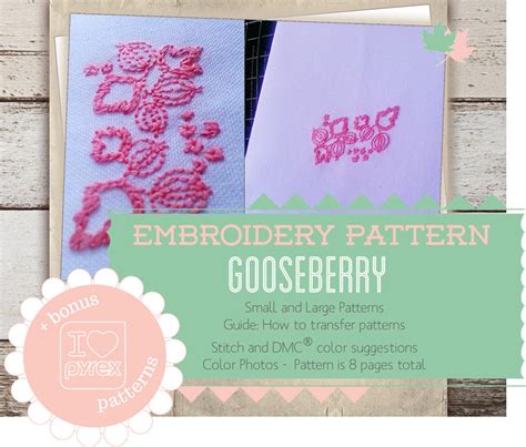 Pyrex Embroidery Pattern Gooseberry Pink Turquoise Yellow Red
