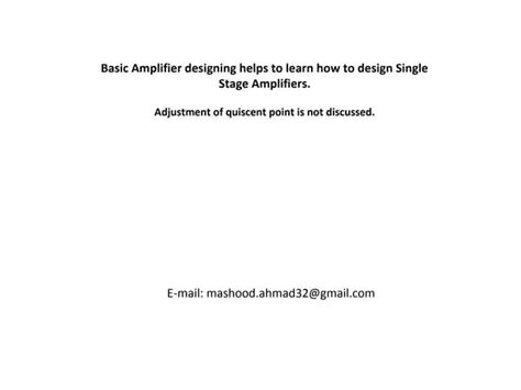 Amplifiers Analog Electronics Ii Lab Ppt