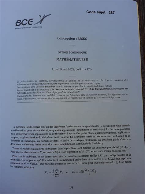 Maths 2 E ESSEC 2022 Sujet Mister Prépa
