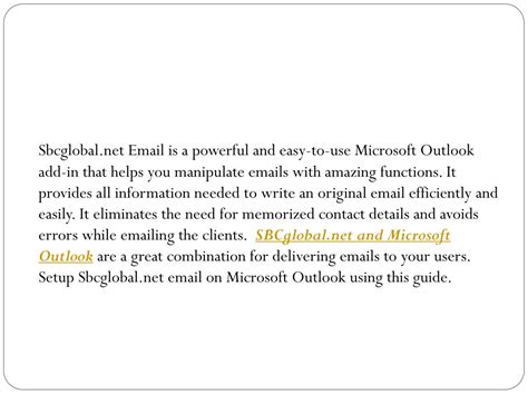 PPT How To Setup Sbcglobal Net Email On Microsoft Outlook PowerPoint Presentation ID
