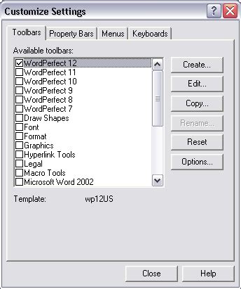 KB Corel WordPerfect Displaying Toolbars